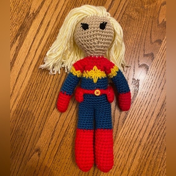 Handmade | Toys | Captain Marvel Belted Crochet Yarn Doll | Poshmark